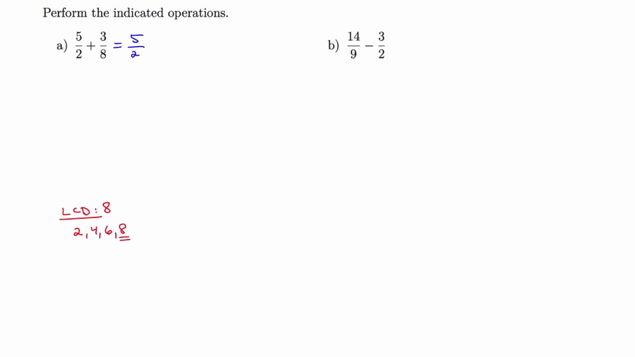 MTH 60 (§A.2, v3) Adding and Subtracting Fractions - YouTube