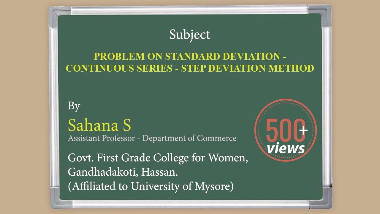 Problem On Standard Deviation Continuous Series Step Deviation Method