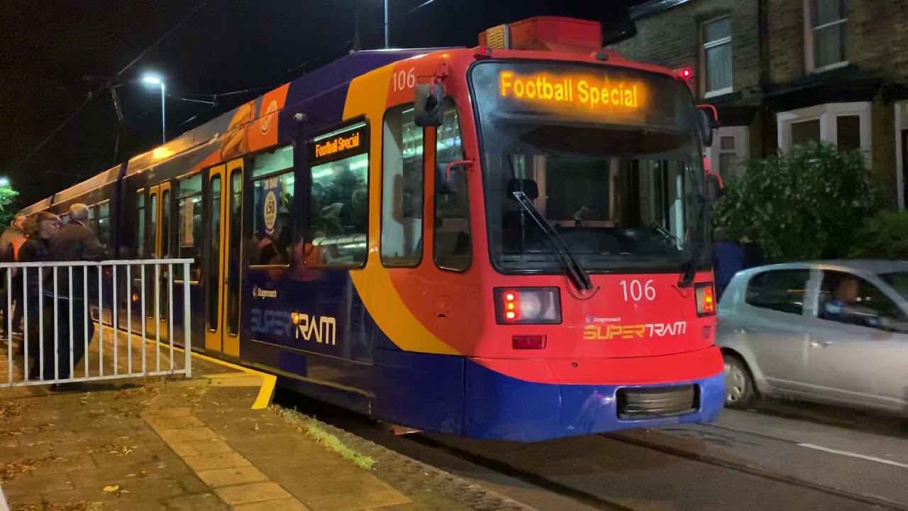 Stagecoach Sheffield SuperTram 106 On Football Special - YouTube
