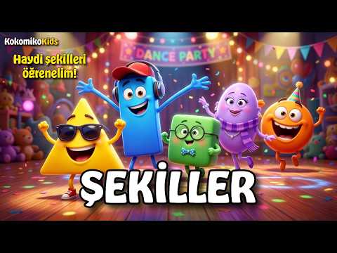 Şekiller Şarkısı REMIX 🎧 Üçgen, Dikdörtgen, Kare! 🔺🔵🟥| Süper Neşeli Dans Şarkısı! KokomikoKids🎶
