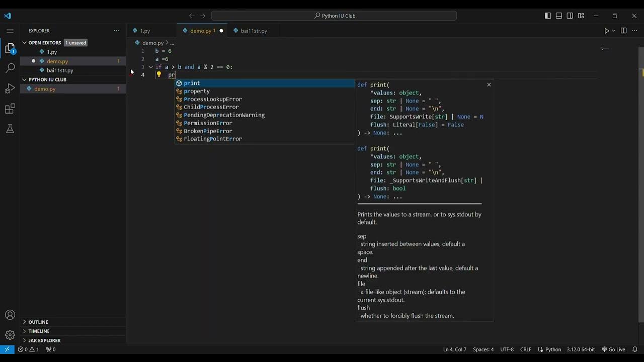 [IU-CLUB]- Câu lệnh if-else, vòng lặp for-while trong python - YouTube