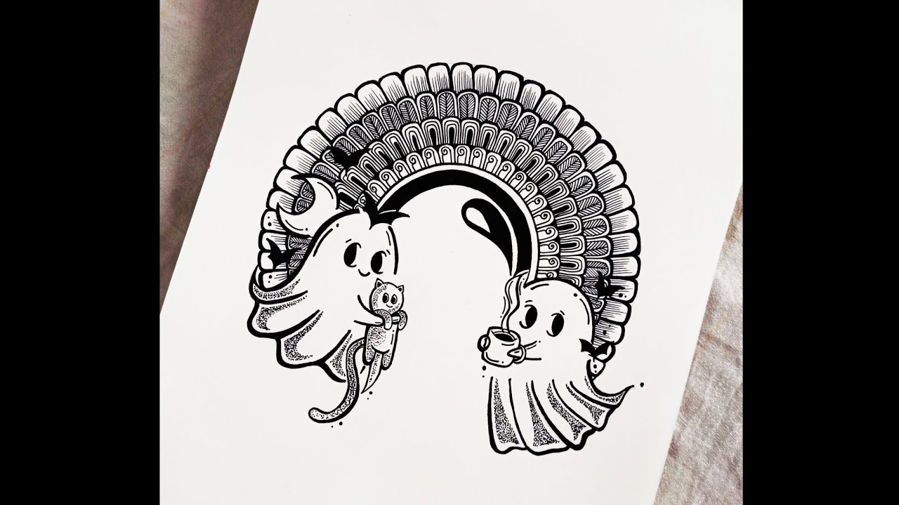 Easy Mandala art for beginners/Ghost mandala art/ Cute mandala art ...
