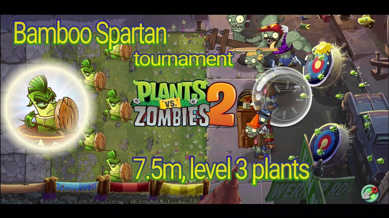 PvZ 2 Bamboo Spartan Arena, 7.5m easy using level 3 free plants, PvZ 2 ...