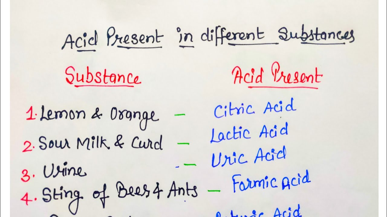 Important Acids Present in Substances🍋🍎😋 - YouTube