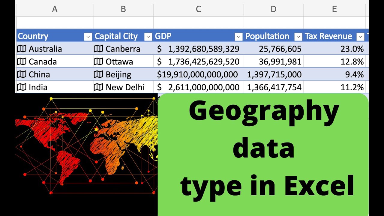 Geography Data Type In Excel YouTube Geography Data Type In Excel YouTube