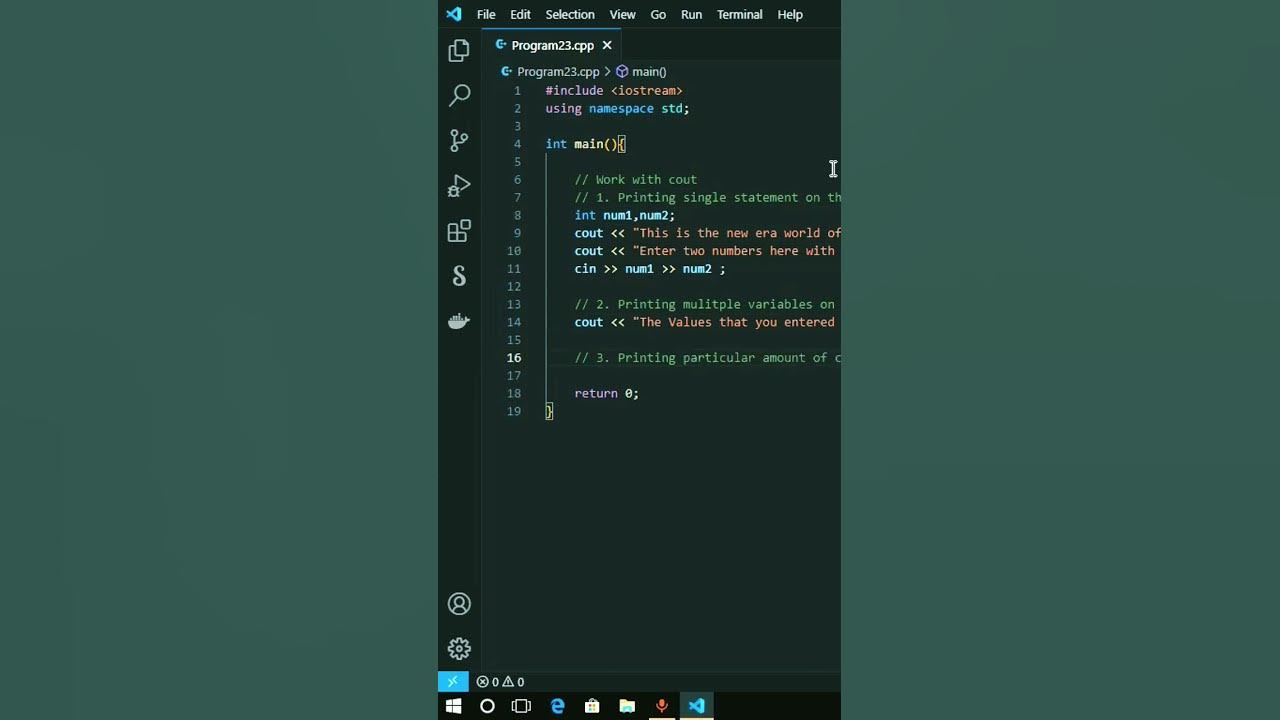 Standard Io Cout In C Code Cplusplus Cplusplusprogramming Cplusplustutorial Vscode 