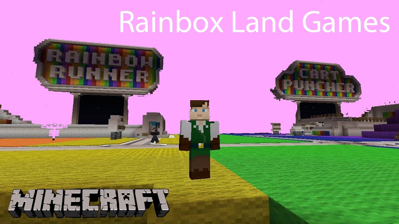 Minecraft Xbox: Rainbow Land Games (Runner and Cart Puncher) - YouTube