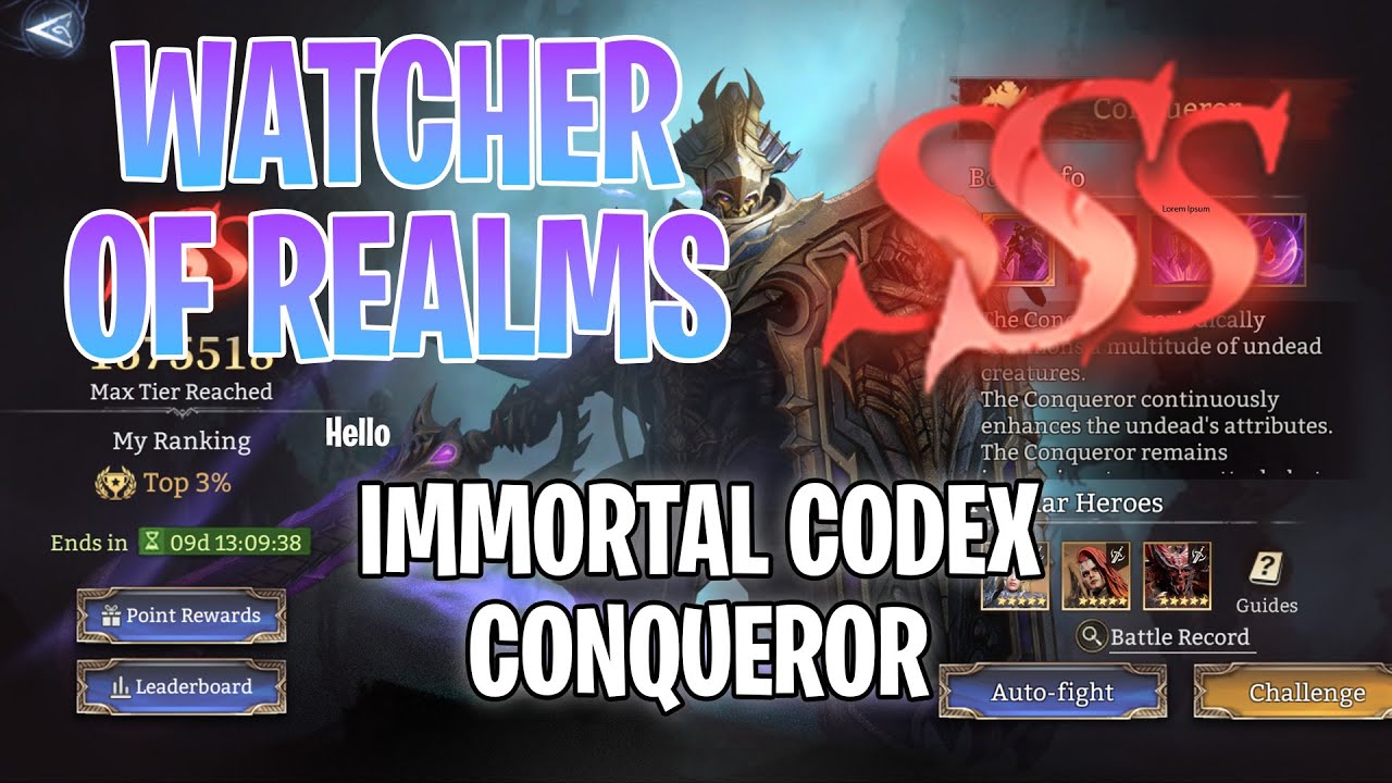 Immortal Codex Conqueror SSS - Watcher of Realms - YouTube