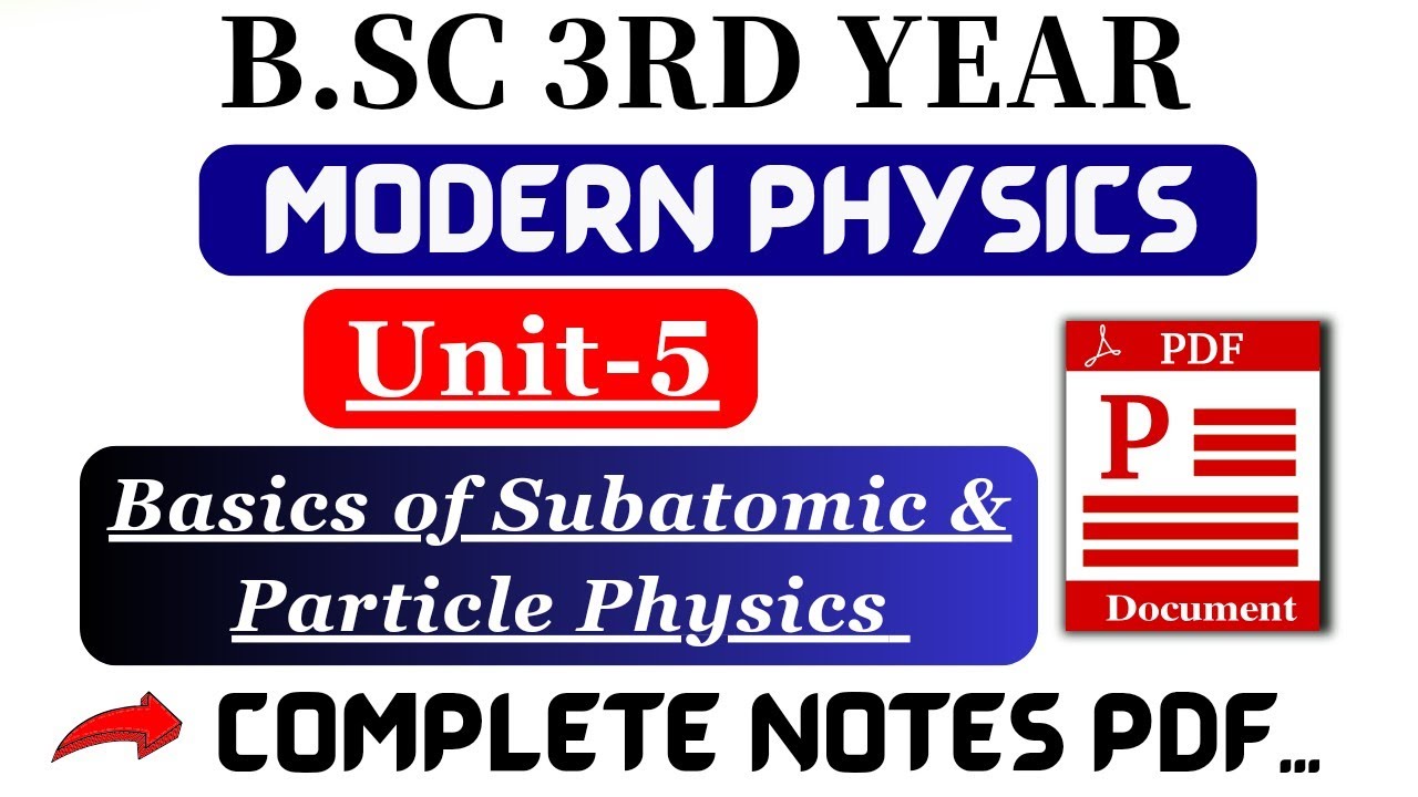 Modern Physics (Unit-5 ) B.Sc 3rd Year | Basics Of Subatomic & Particle ...