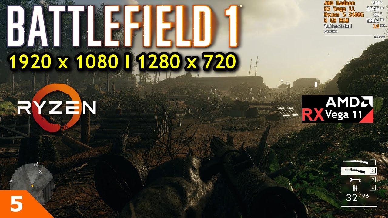 Battlefield 1 | Ryzen 5 3400G with Graficos Radeon RX Vega 11 | 8 GB ...