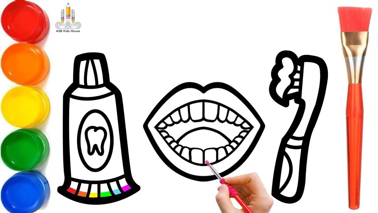 How to Draw toothbrush drawing, Painting and Coloring for Kids ...