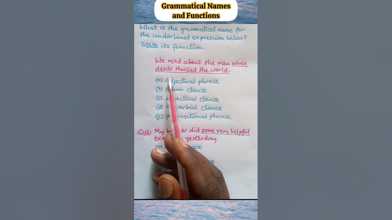 Grammatical Names and Functions - YouTube