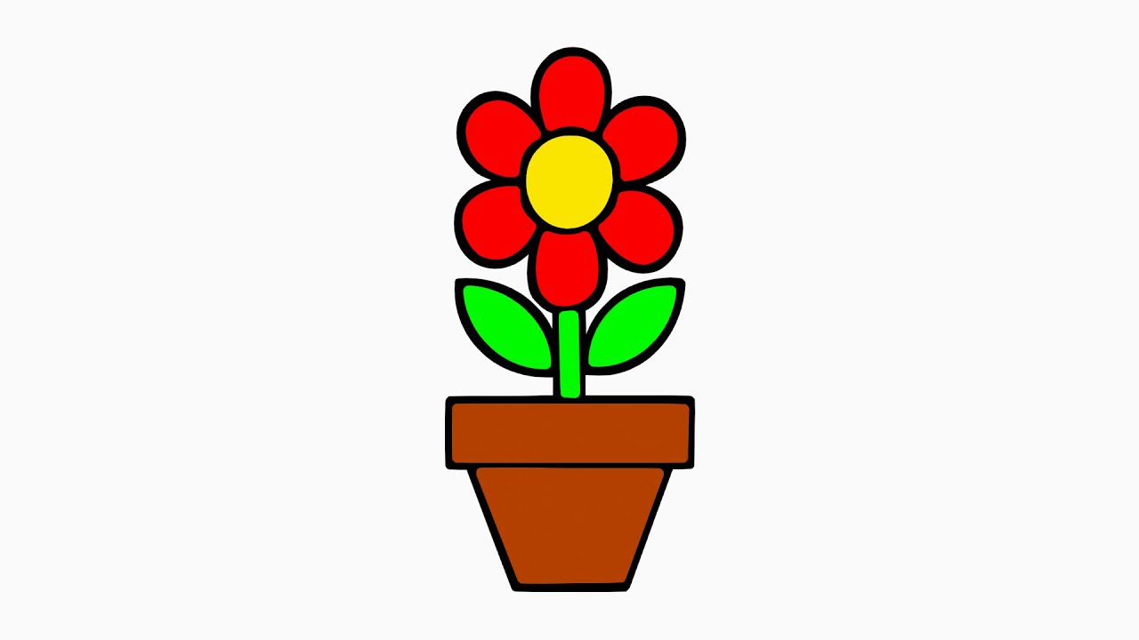 Simple Red Flower Drawing Tutorial For Absolute Beginners - YouTube