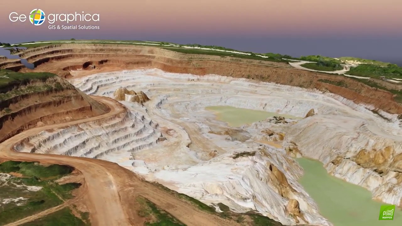 3D model of industrial mineral quarry - YouTube