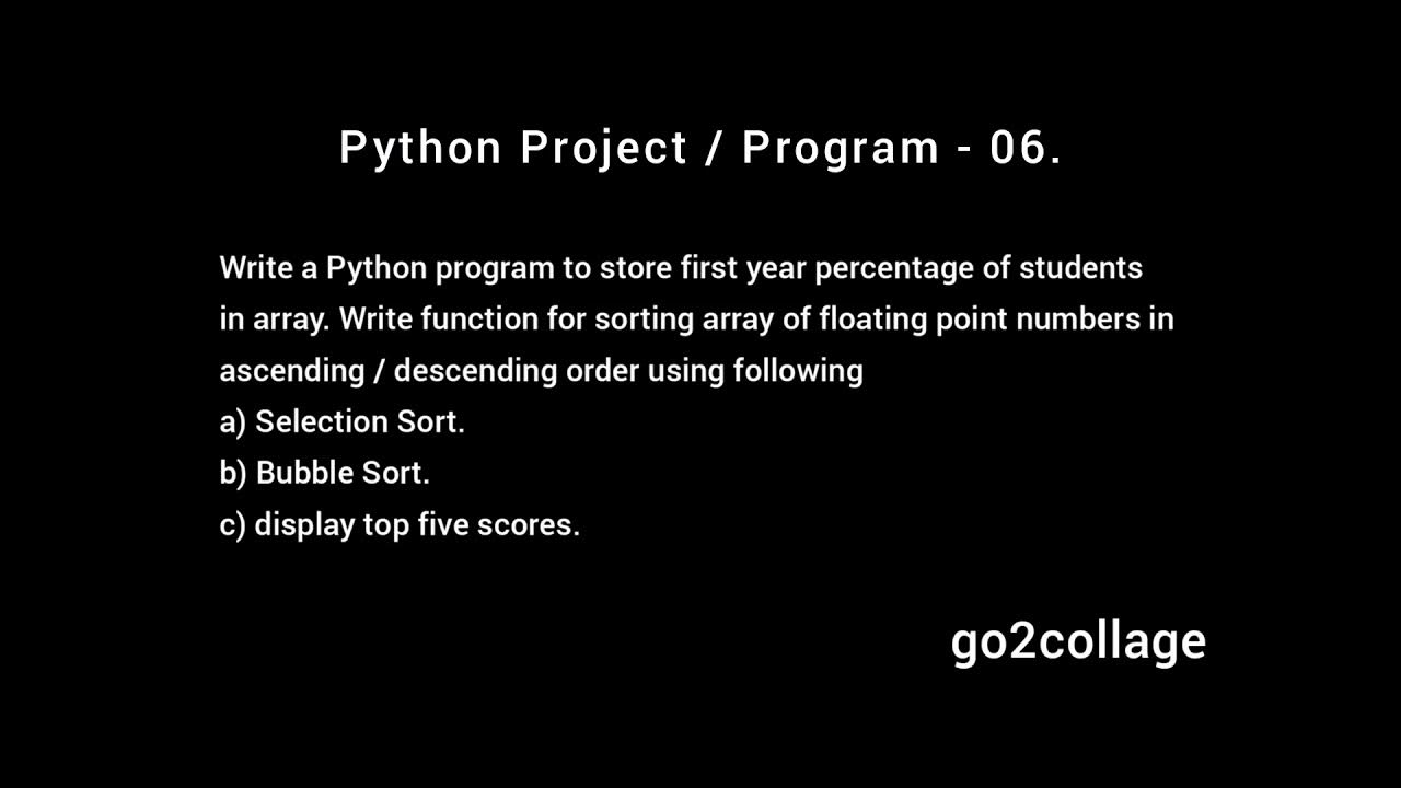 EP 06 | Language Python | Program | Project I go2collage - YouTube