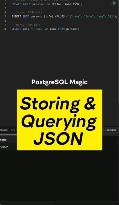 PostgreSQL JSON Power: Store & Query Data Like a Pro in 30 Seconds! #postgresql #coding #sqltips ...