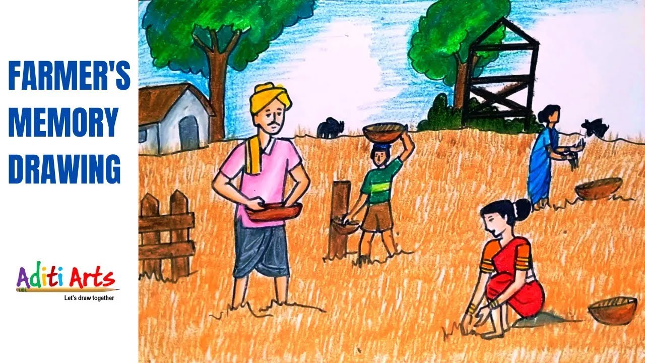Capturing the Essence of Village Life: Easy Farmer Drawing Guide ...