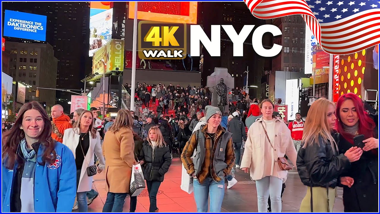【4K】WALK Times Square Christmas in NEW YORK City USA travel vlog - YouTube