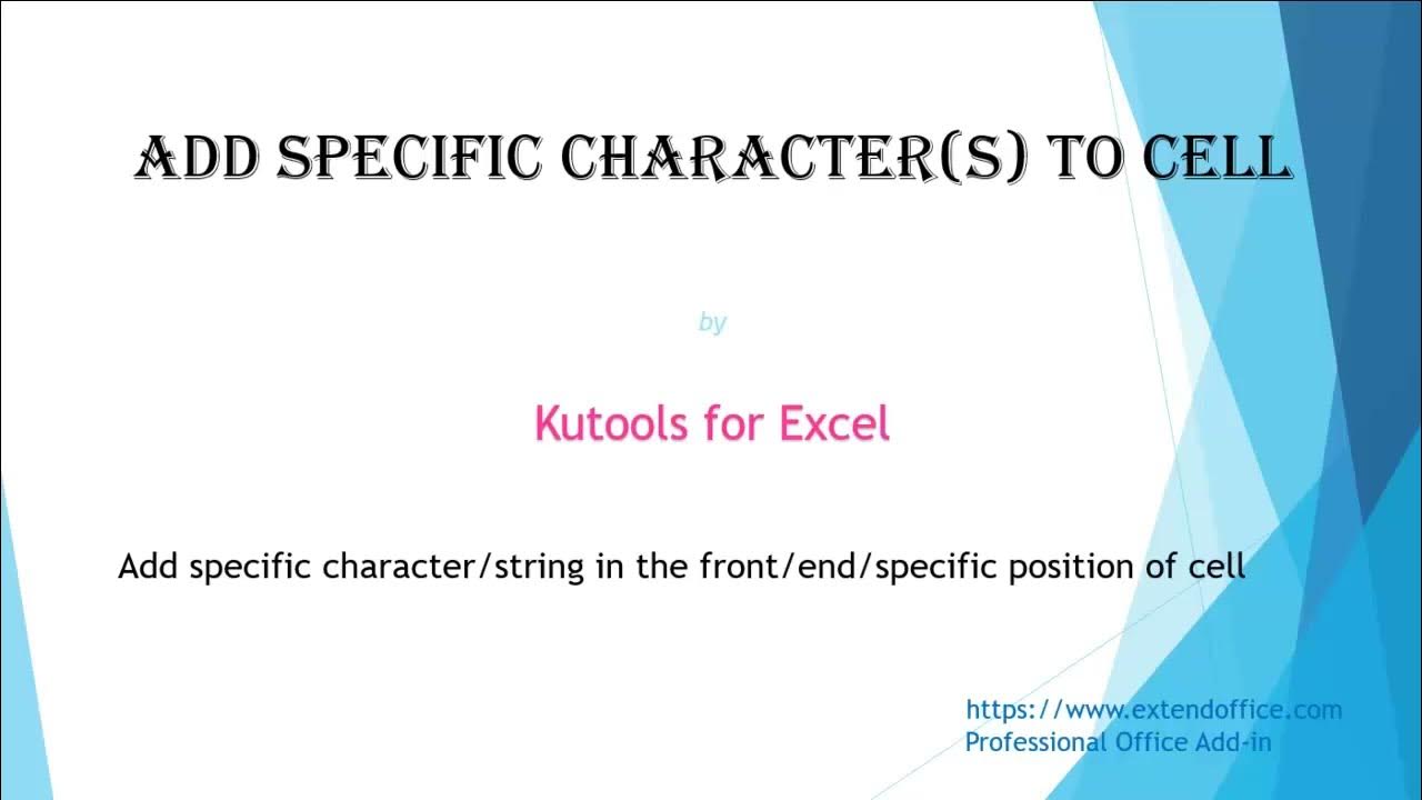 Add specific text or characters to cells using Kutools for Excel - YouTube