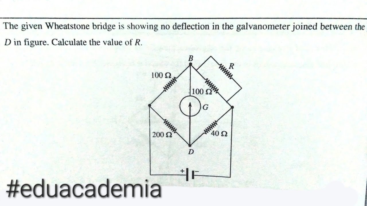 The given Wheatstone bridge is showing no deflection in the ...