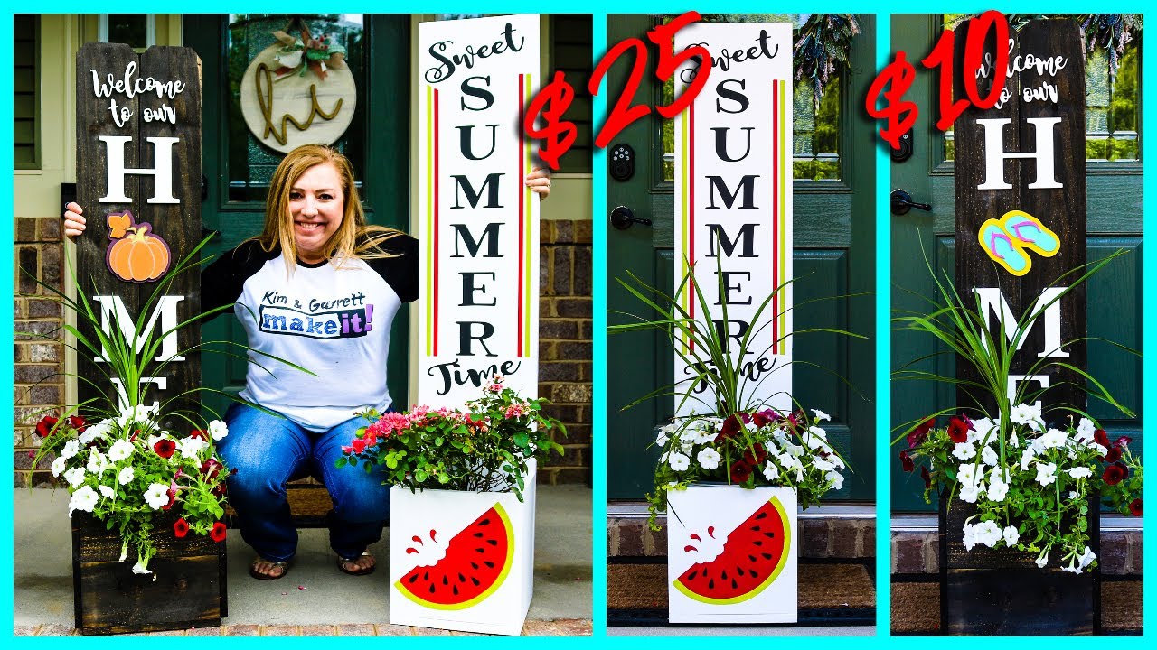 DIY 4 Foot Front Porch Home Sign Planter - YouTube