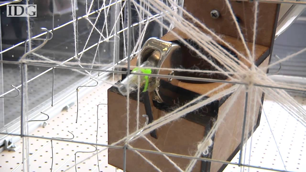 Robotic spider weaves web at MIT Media Lab - YouTube