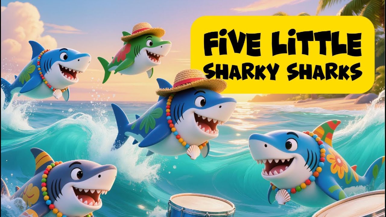 🦈 Five Little Sharky Sharks – Fun Reggae Kids Song | Lollipop Llama ...