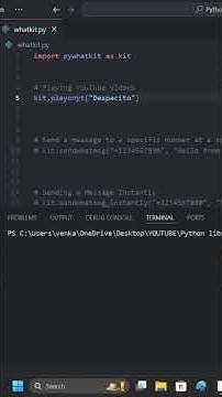 pywhatkit YouTube automation #coding #pythonprogramming #automation #pywhatkit #trendingshorts # ...