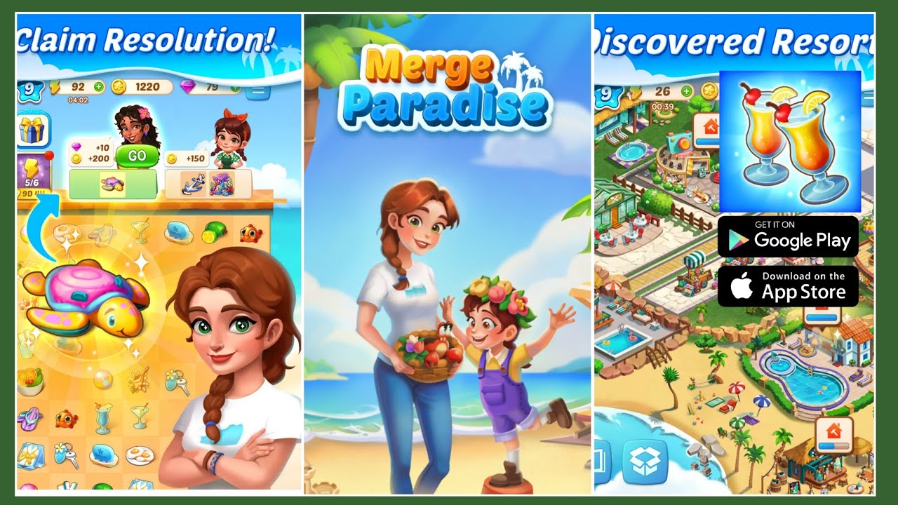 MERGE PARADISE | GAMEPLAY, TUTORIAL, COMBINAÇÃO, REFORMANDO RESORT ...