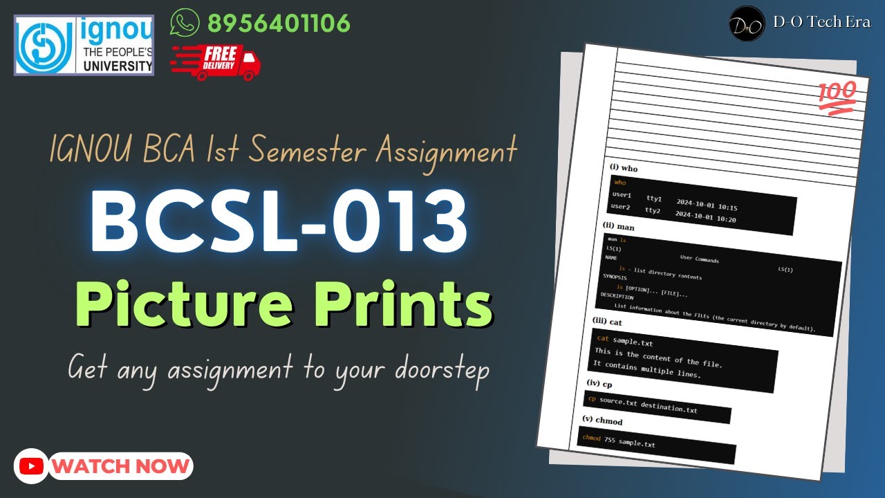 BCSL-013 Picture Prints 2024 - 2025 |IGNOU BCA 1st Semester assignment| #ignou #bca #assignment ...