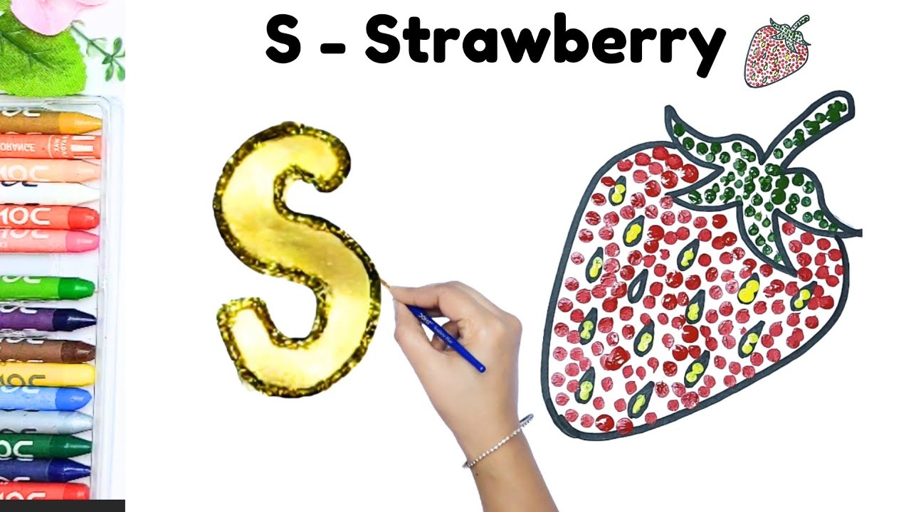 🍓 Fun with Strawberry and Letter S: Ear-buds Colouring Strawberry ...