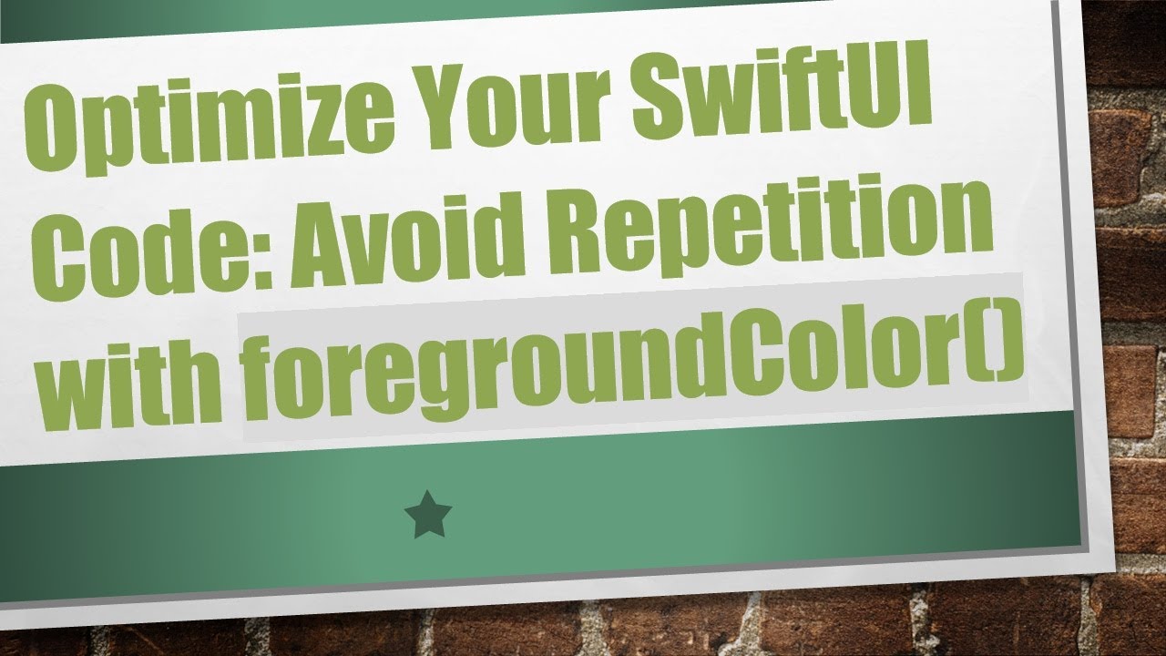Optimize Your SwiftUI Code: Avoid Repetition with foregroundColor() - YouTube