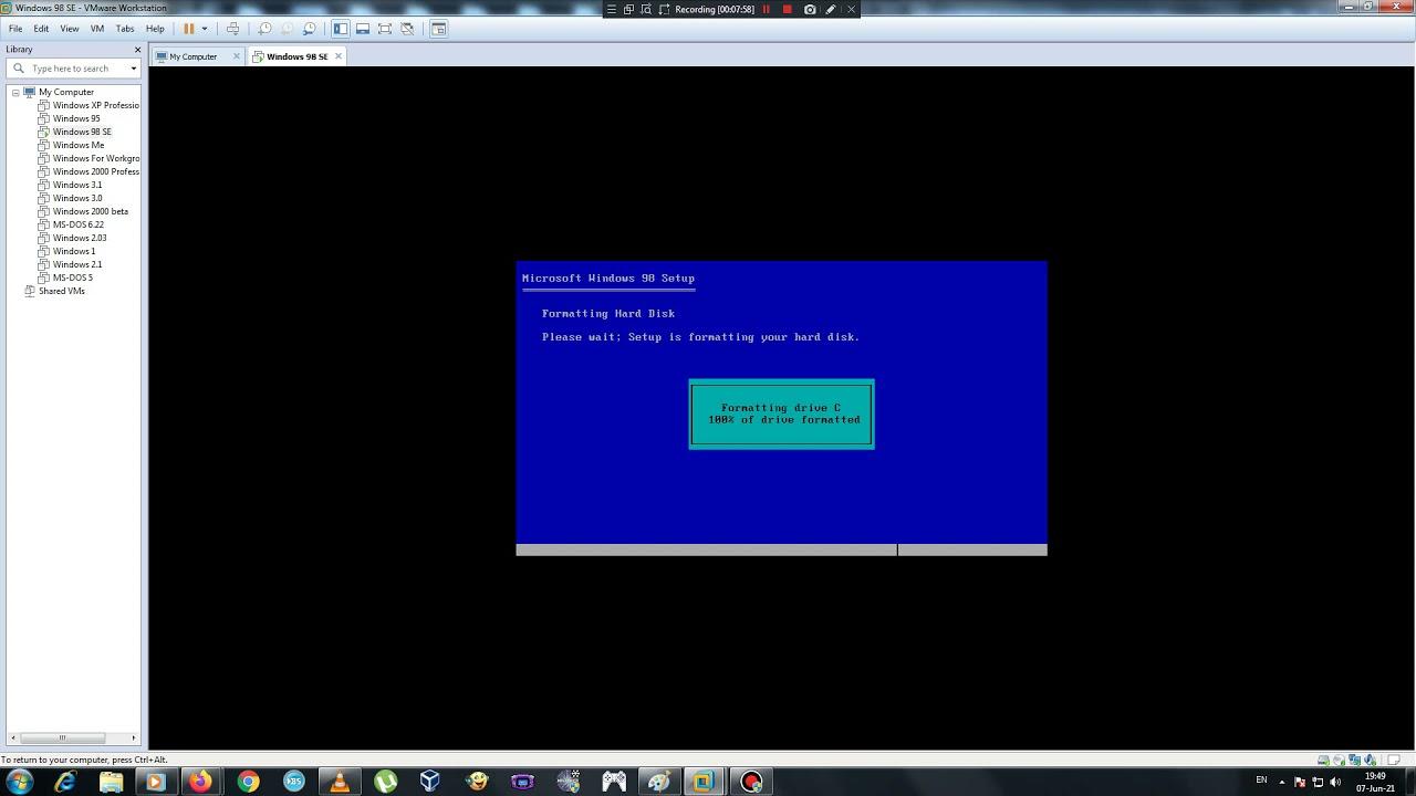 How to install Windows 98 SE On VMWare Virtual Machine - YouTube
