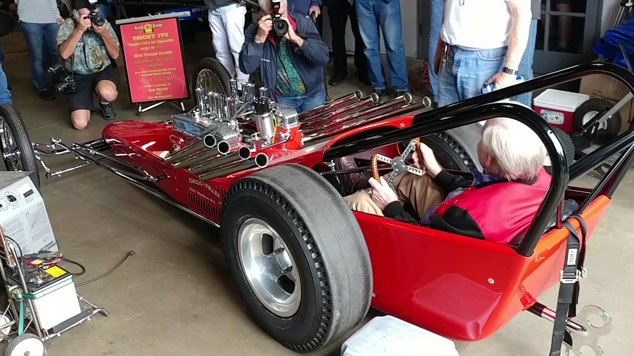 Tommy "TV" Ivo in a replica of his first '58 dragster. - YouTube