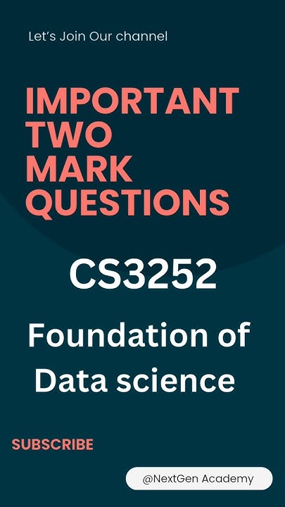 CS3252 || Foundation of Data science || Important two mark questions|#cs3352 #datascience # ...