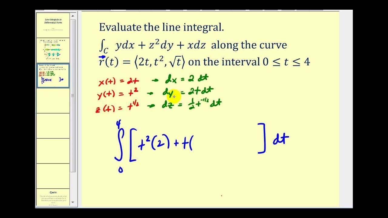 Integrales de línea en forma diferencial - YouTube