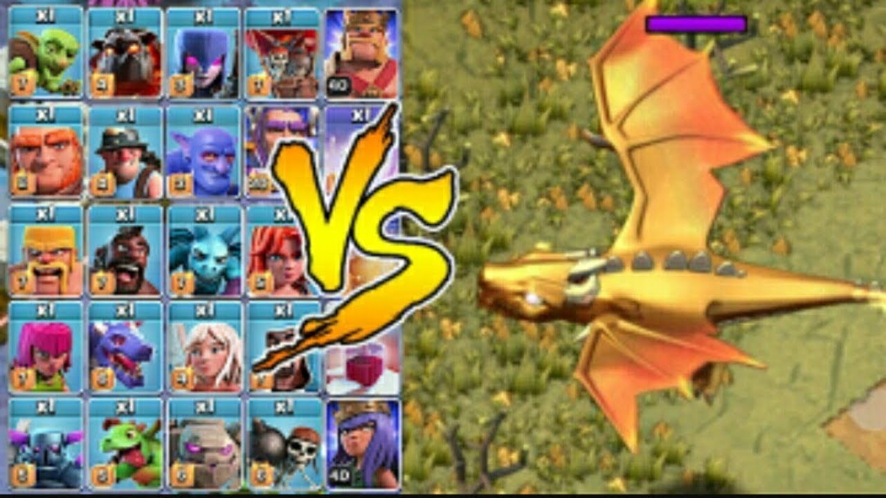 Golden Dragon vs all clash of clans troops/new goblen maps game play ...