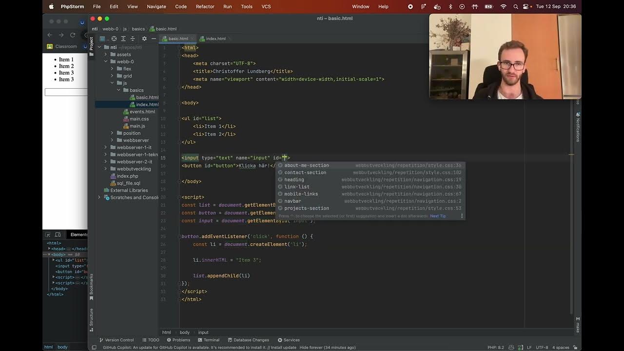 Skapa HTML element JS för Web (Svenska) – JavaScript Web Basics - YouTube