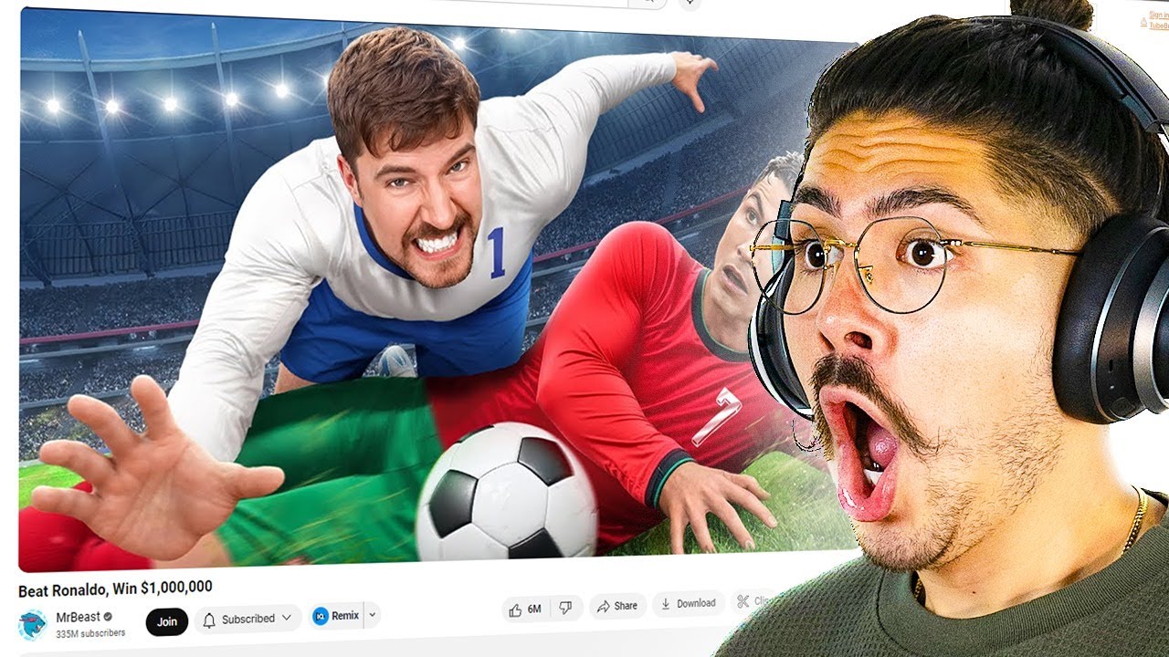 REACTING TO MR BEAST'S 'Beat Ronaldo, Win $1,000,000!' - YouTube