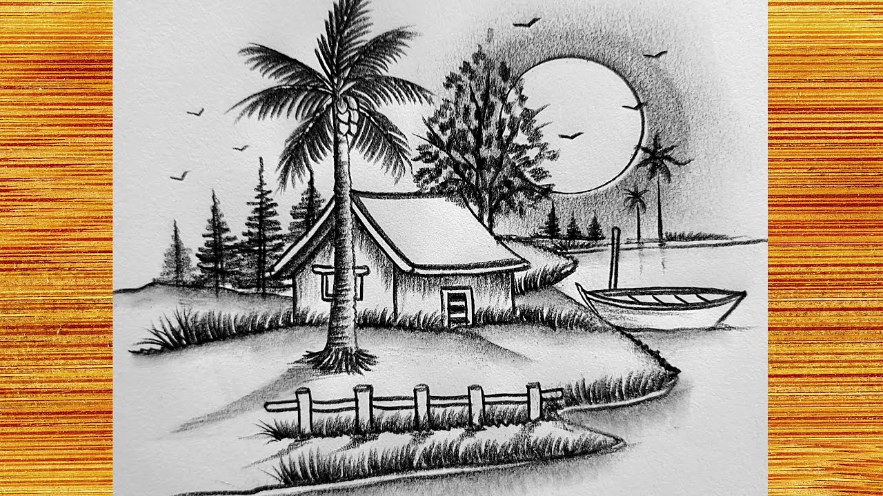 How to drawing beautiful morning nature || Sketching amazing morning ...