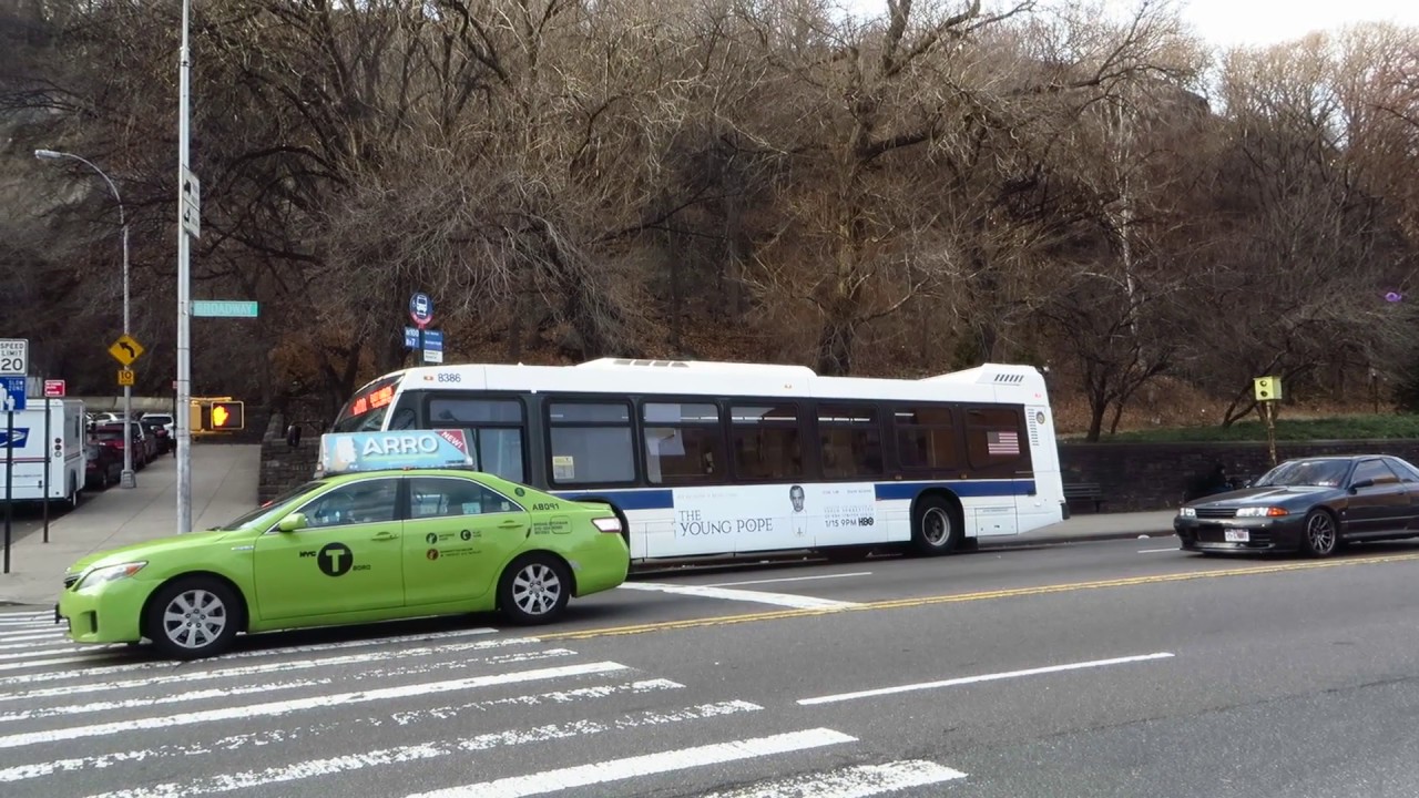 NYC Bus: East Harlem bound LFS 8386 M100 at Bennett Av/Broadway - YouTube