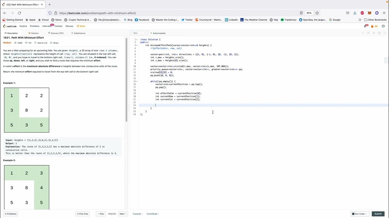 LeetCode 1631: Path with Minimum Effort [C++ - Dijkstra's] - YouTube