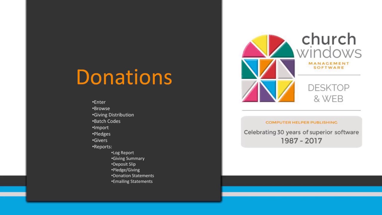 Church Windows Software Intro Demo: Donations - YouTube