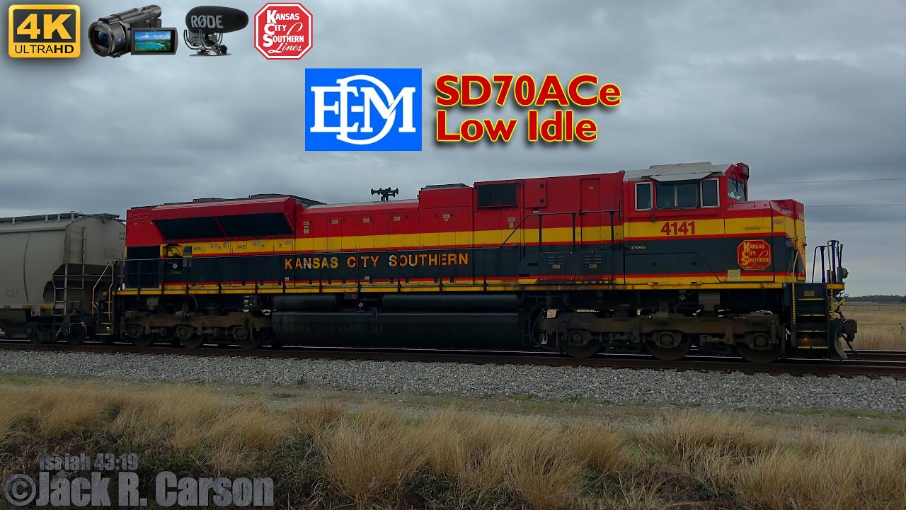 [4K 60fps] EMD SD70ACe Low Idle KCS 4141 (Locomotive White Noise) - YouTube