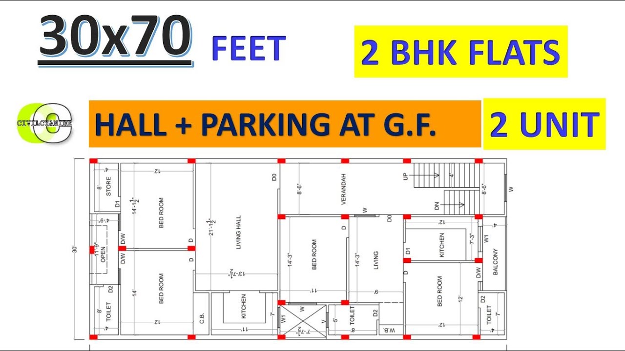 30X70 Feet 2 BHK 2 UNIT II Separate Flats - YouTube