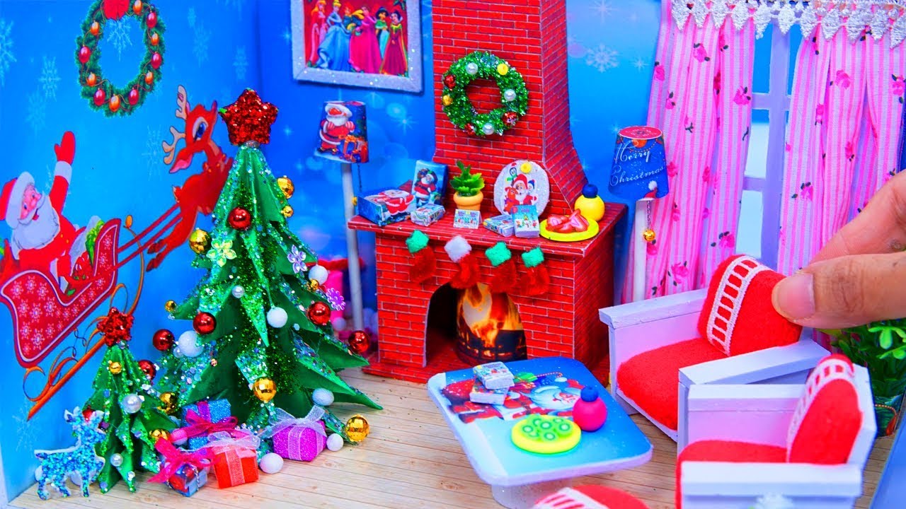 DIY Miniature House ~ Christmas Santa Claus Room Decor ~ 10 Minute DIY ...
