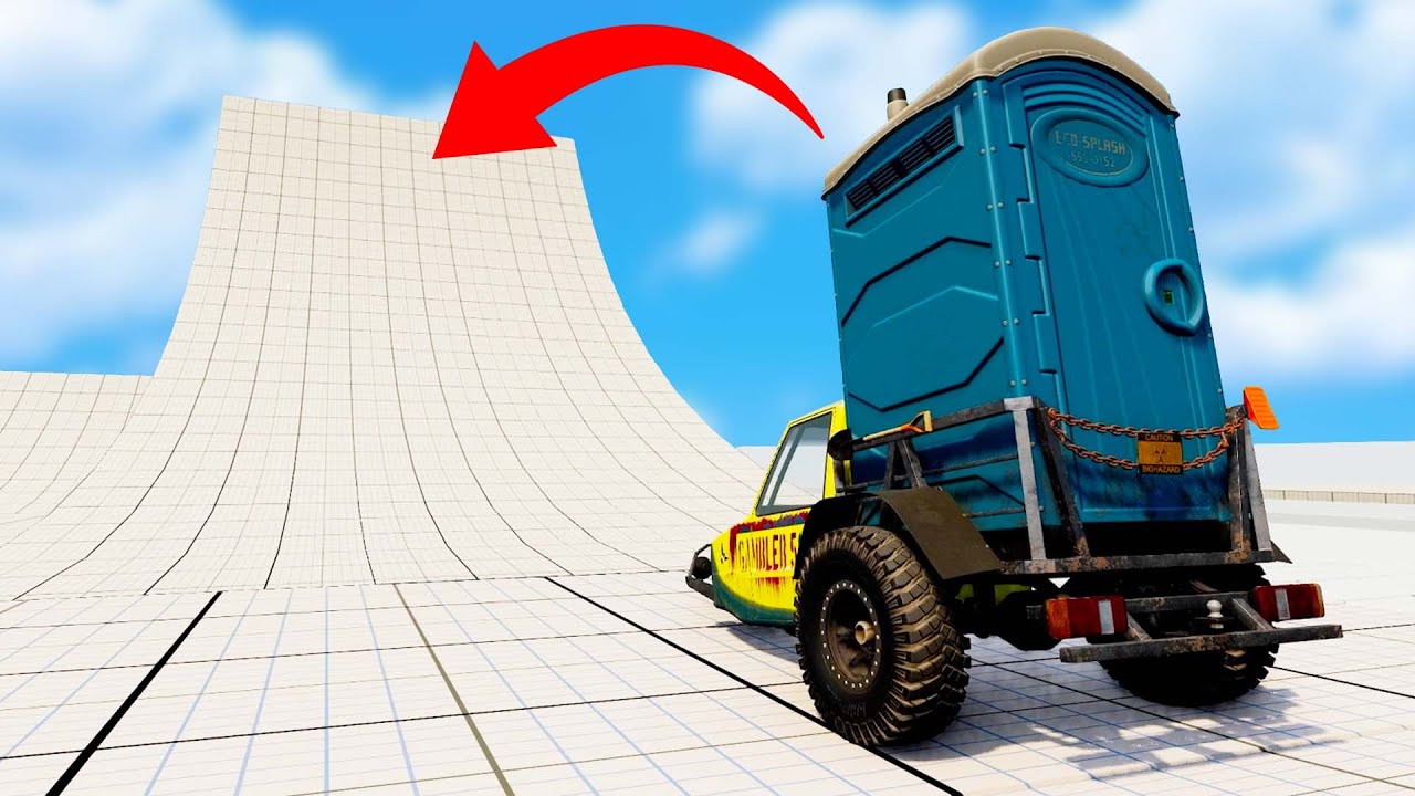 TOILET CAR VS. GIANT RAMP! (BeamNG Drive) - YouTube
