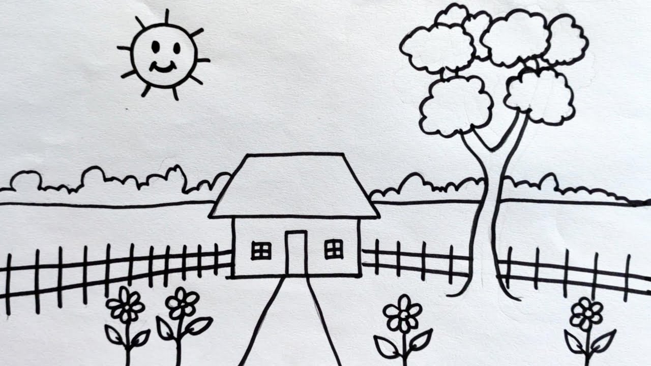 Learn How To Draw A House Scenery For Kids (Scenes) Step By, 60% OFF