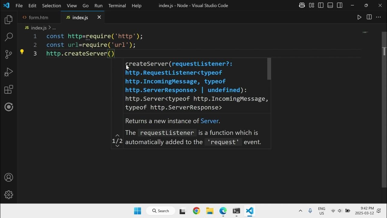 Create NodeJS Local Server with HTTP module handle Get Request - YouTube