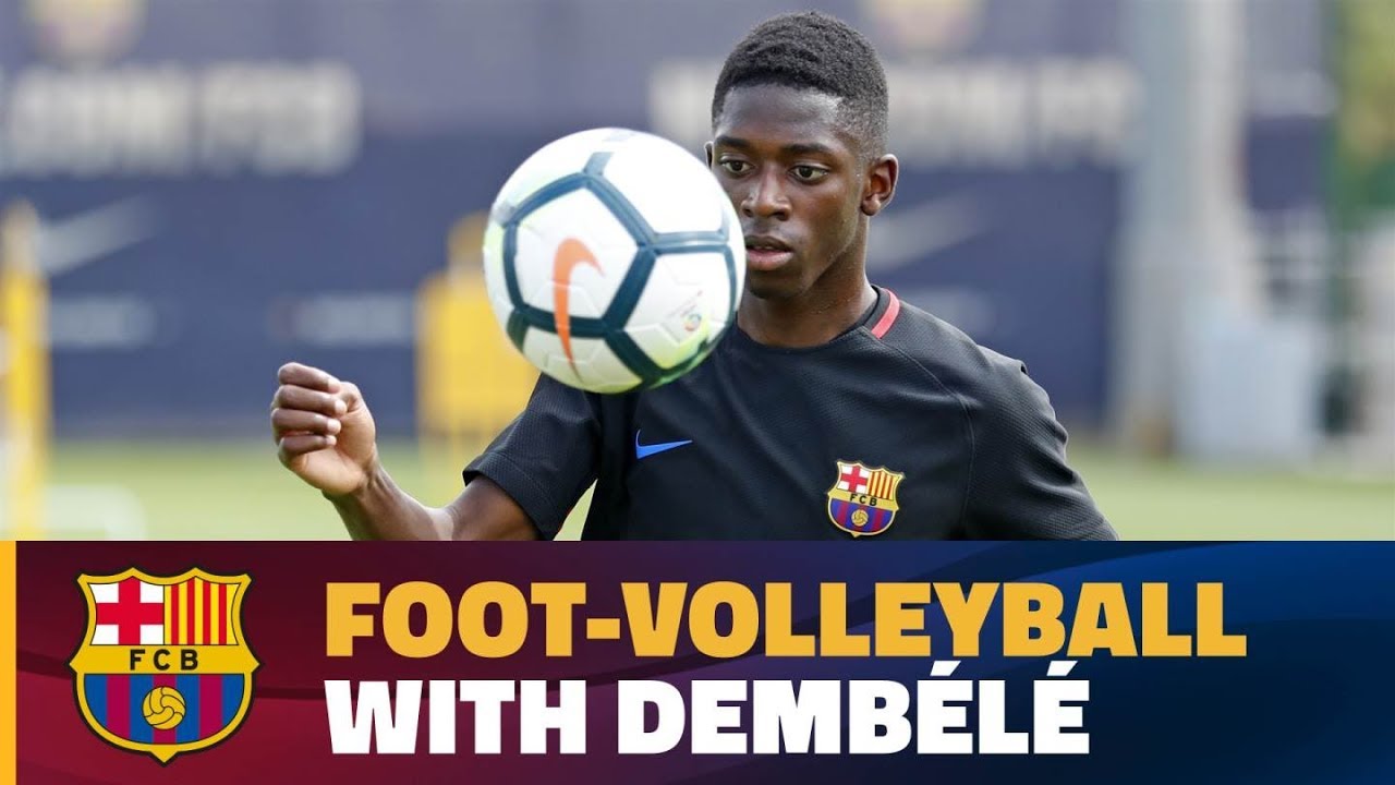 Dembélé playing foot-volleyball with his team mates in training - YouTube